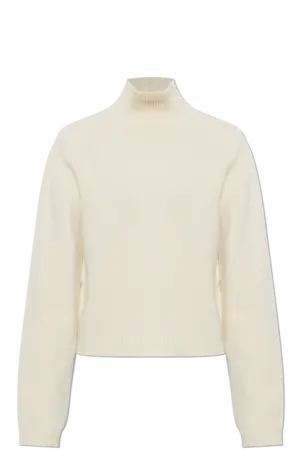 RÓHE Wool Turtleneck With Sewn-in Shoulder Pads - Cream