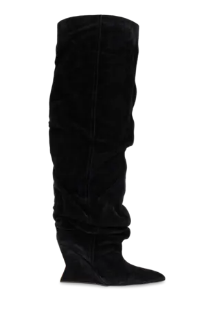 Balmain Suede Wedge-heeled Boots