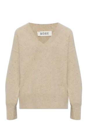 RÓHE Wool V-neck Sweater - Beige