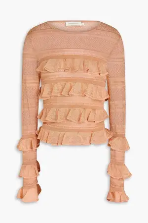 Zimmermann Ruffled Crochetknit Top