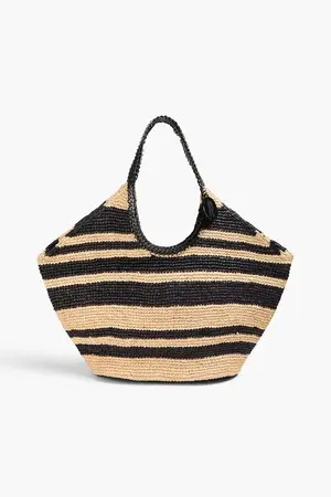 Rabanne Cabas Striped Leather And Raffia Tote