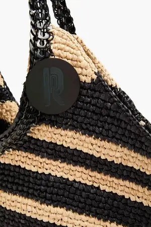 Rabanne Cabas Striped Leather And Raffia Tote