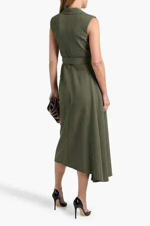 Alexander McQueen Belted Wool And Cottonblend Twill Midi Dress
