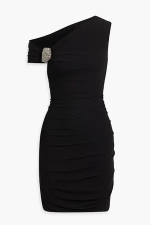 Alexander McQueen Oneshoulder Embellished Stretchjersey Mini Dress