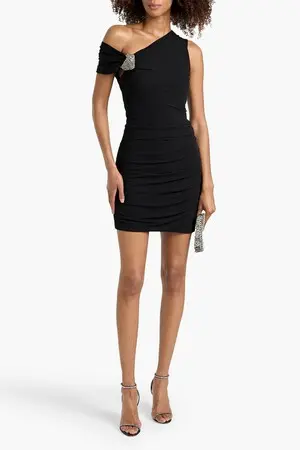Alexander McQueen Oneshoulder Embellished Stretchjersey Mini Dress