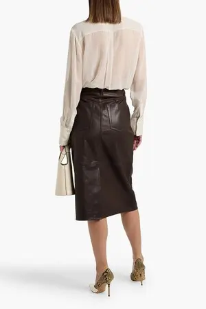 FRAME Polkadot Tiedetailed Silkcrepe Blouse