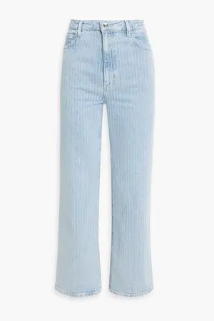 FRAME The Wide Striped Highrise Wideleg Jeans - Light Denim