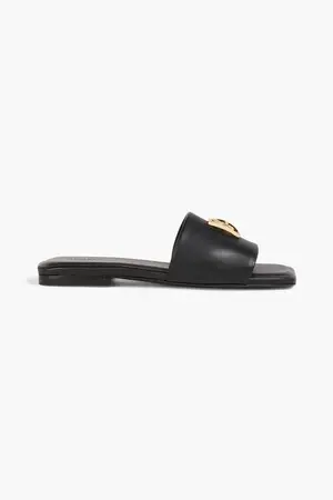 ANINE BING Ria Embellished Leather Slides - Black