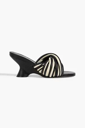 Dries Van Noten Two-tone Leather Mules - Ecru