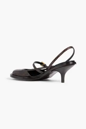 Dries Van Noten Snakeeffect Leather Slingback Pumps