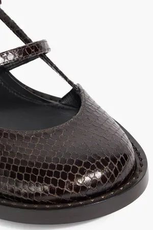 Dries Van Noten Snakeeffect Leather Slingback Pumps