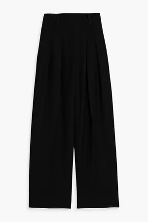 Victoria Beckham Pleated Twill Wideleg Pants - Black