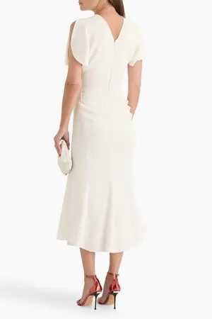 Victoria Beckham Ruched Crepe Midi Dress