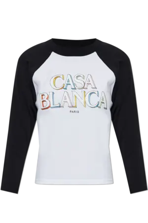 Casablanca Top With A Colorful Printed Logo - Black