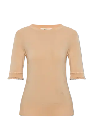 Chloé Wool Sweater With Short Sleeves - Orange