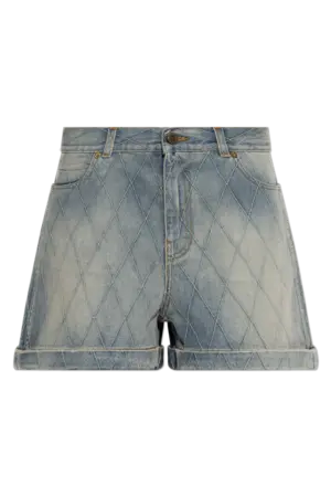 Balmain Denim Shorts With Vintage Effect - Blue