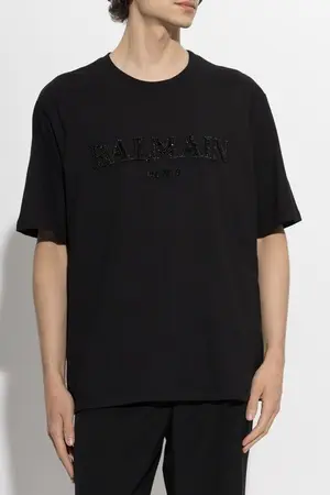 Balmain T-shirt With Shimmering Crystals