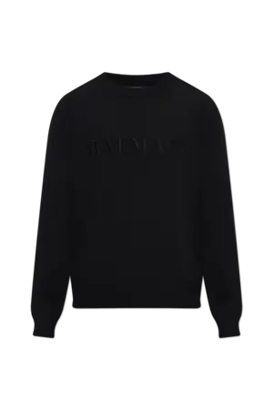 Balmain Sweater With Embroidered Logo - Black