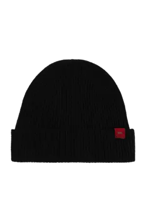 Kiton Cashmere Beanie With Logo Patch - Black