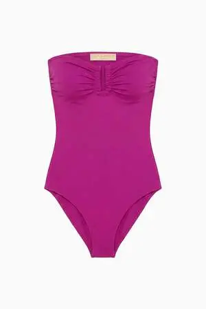 Ulla Johnson Strapless Ruched One-piece Maillot - Plum