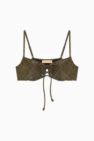 Ulla Johnson Noa Front Tie Bikini Top - Noir
