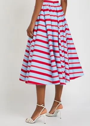EMILIA WICKSTEAD Eglantine Striped Cotton-poplin Midi Skirt