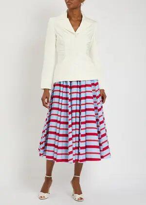 EMILIA WICKSTEAD Eglantine Striped Cotton-poplin Midi Skirt