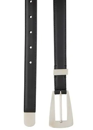 Khaite Lucca Leather Belt With Oversized Buckle - Black