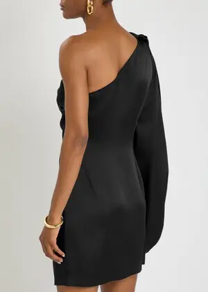 Stella McCartney Draped Satin-crepe Mini Dress - Black