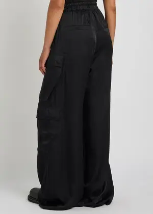 Rick Owens Cargo Wide-leg Satin Trousers - Black