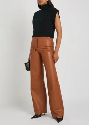 SKIIM Marcella Straight-leg Lamb Leather Trousers