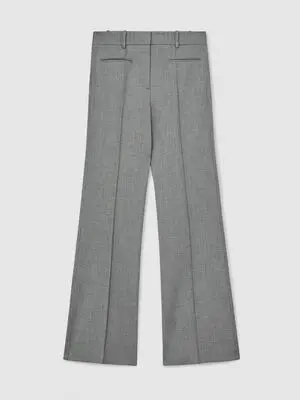 REISS Rosaria Woven Pintuck-detail Flared Trousers