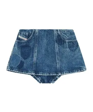DIESEL® Denim Peplum Shorts With Shadow Patches