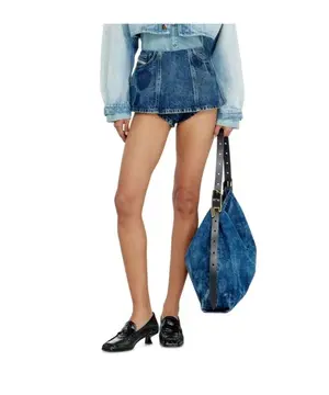 DIESEL® Denim Peplum Shorts With Shadow Patches