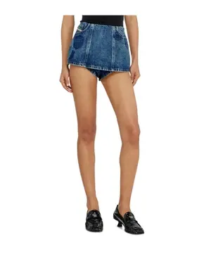 DIESEL® Denim Peplum Shorts With Shadow Patches