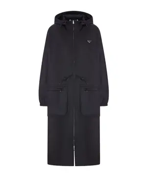 Prada Re-nylon Zip-up Hooded Raincoat - Black