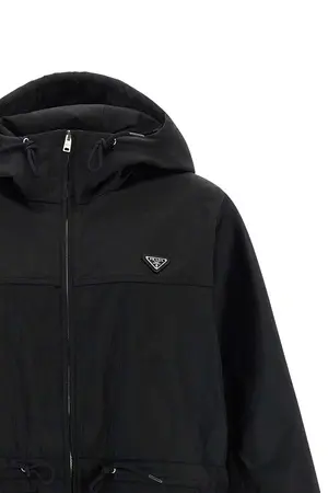 Prada Re-nylon Zip-up Hooded Raincoat