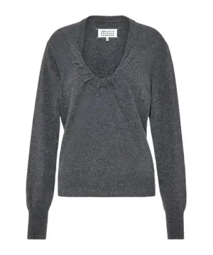 MAISON MARGIELA Long Sleeve Gathered Jumper - Grey
