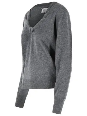 MAISON MARGIELA Long Sleeve Gathered Jumper - Grey