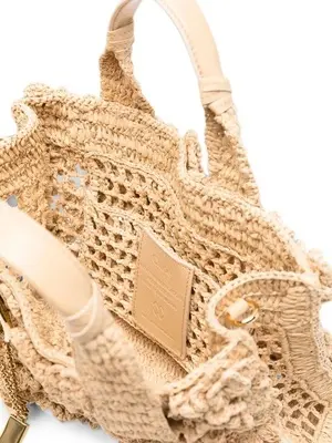 Chloé Raffia Crochet Tote Bag With Floral Embellishment