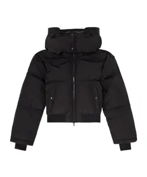 DIESEL® Wrinkled-nylon Down Puffer Jacket With Detachable Hood - Black