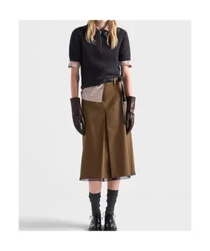 Prada Short-sleeved Wool & Mouliné Cashmere Polo Sweater