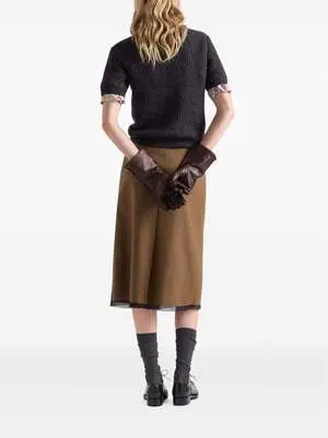 Prada Short-sleeved Wool & Mouliné Cashmere Polo Sweater
