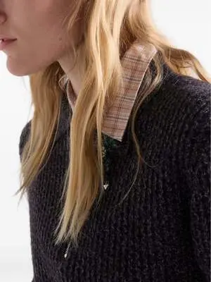 Prada Short-sleeved Wool & Mouliné Cashmere Polo Sweater