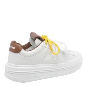 Miu Miu Logo-print Leather Sneakers - No