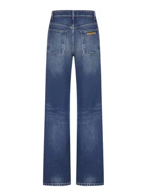 Miu Miu Faded-effect Logo-embroidered Jeans