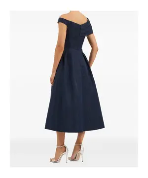 Rebecca Vallance Pleated Off-shoulder Midi Dress