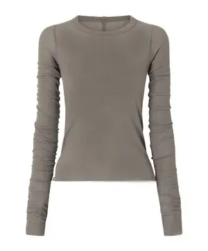Rick Owens Distressed Ribbed Knit T-shirt - Gray