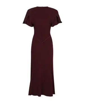 Victoria Beckham Pleated V-neck Dress