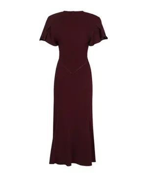 Victoria Beckham Pleated V-neck Dress